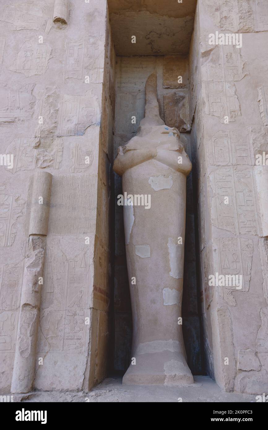 Ancient Egyptian God Statues in the Mortuary Temple of Hatshepsut near ...