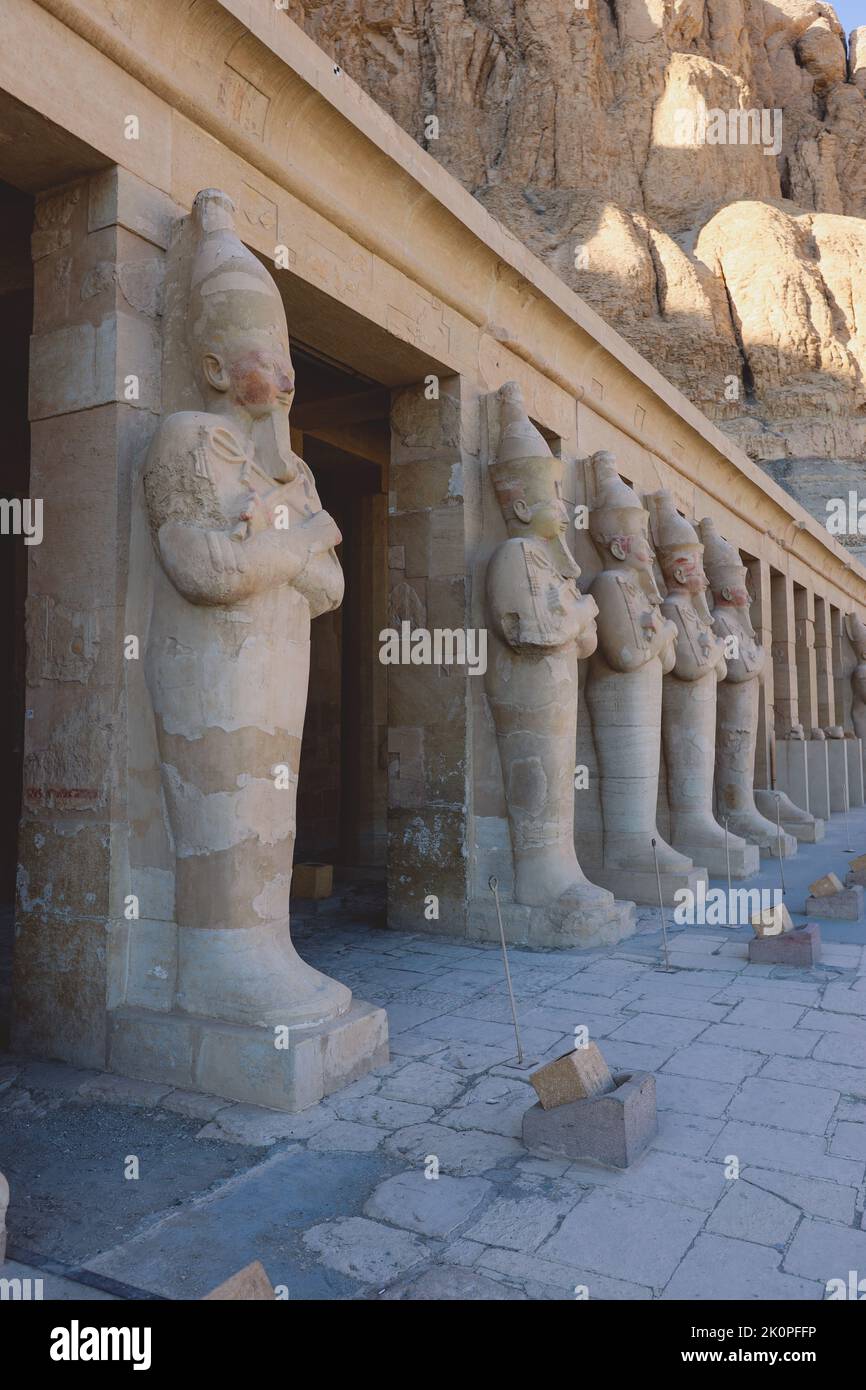 Ancient Egyptian God Statues in the Mortuary Temple of Hatshepsut near ...