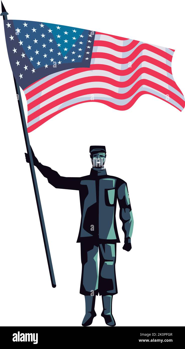 flat veteran soldier holding a flag Stock Vector Image & Art - Alamy