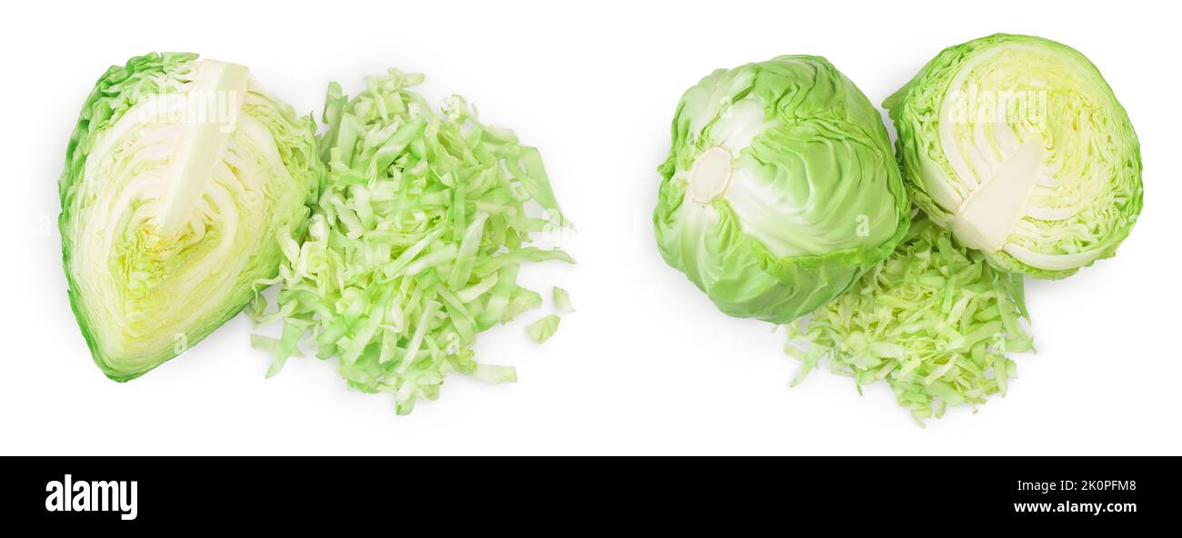 Green cabbage isolated on white background with full depth of field ...
