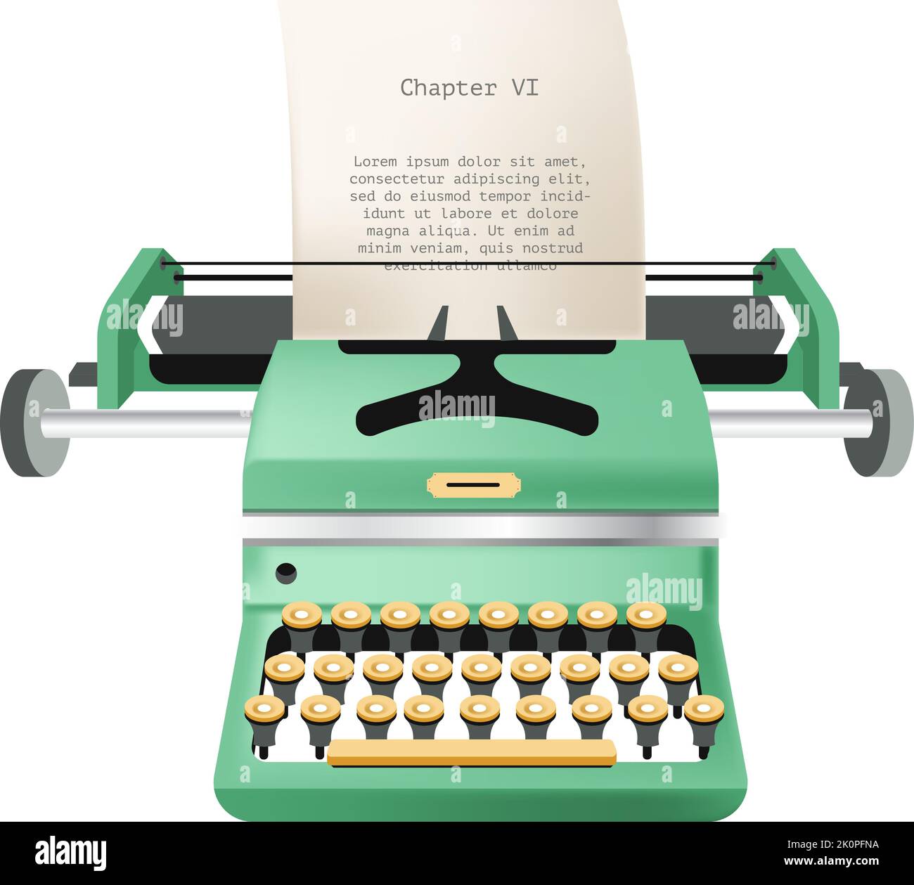 Typewriter with sheet of paper, journalism work Stock Vector Image ...