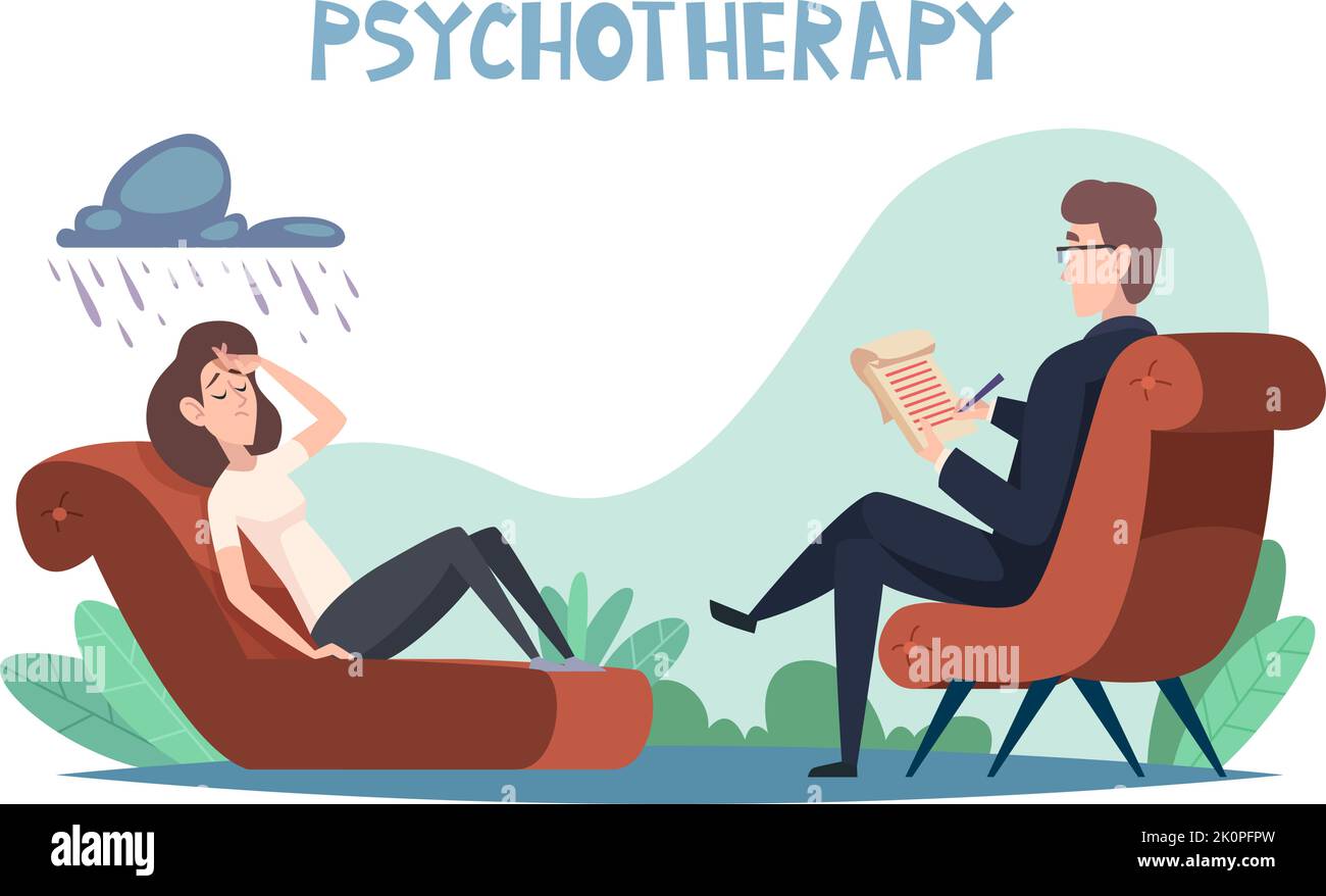 Psychology therapy. Mental problems person in depression and negative ...