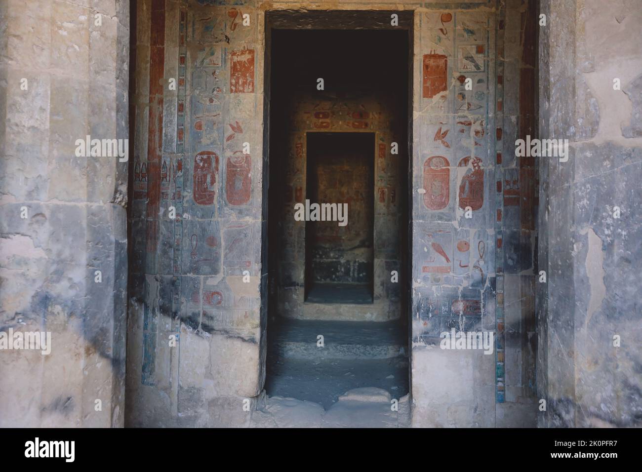 Interior View to an Ancient Columns and Walls of the Mortuary Temple of ...