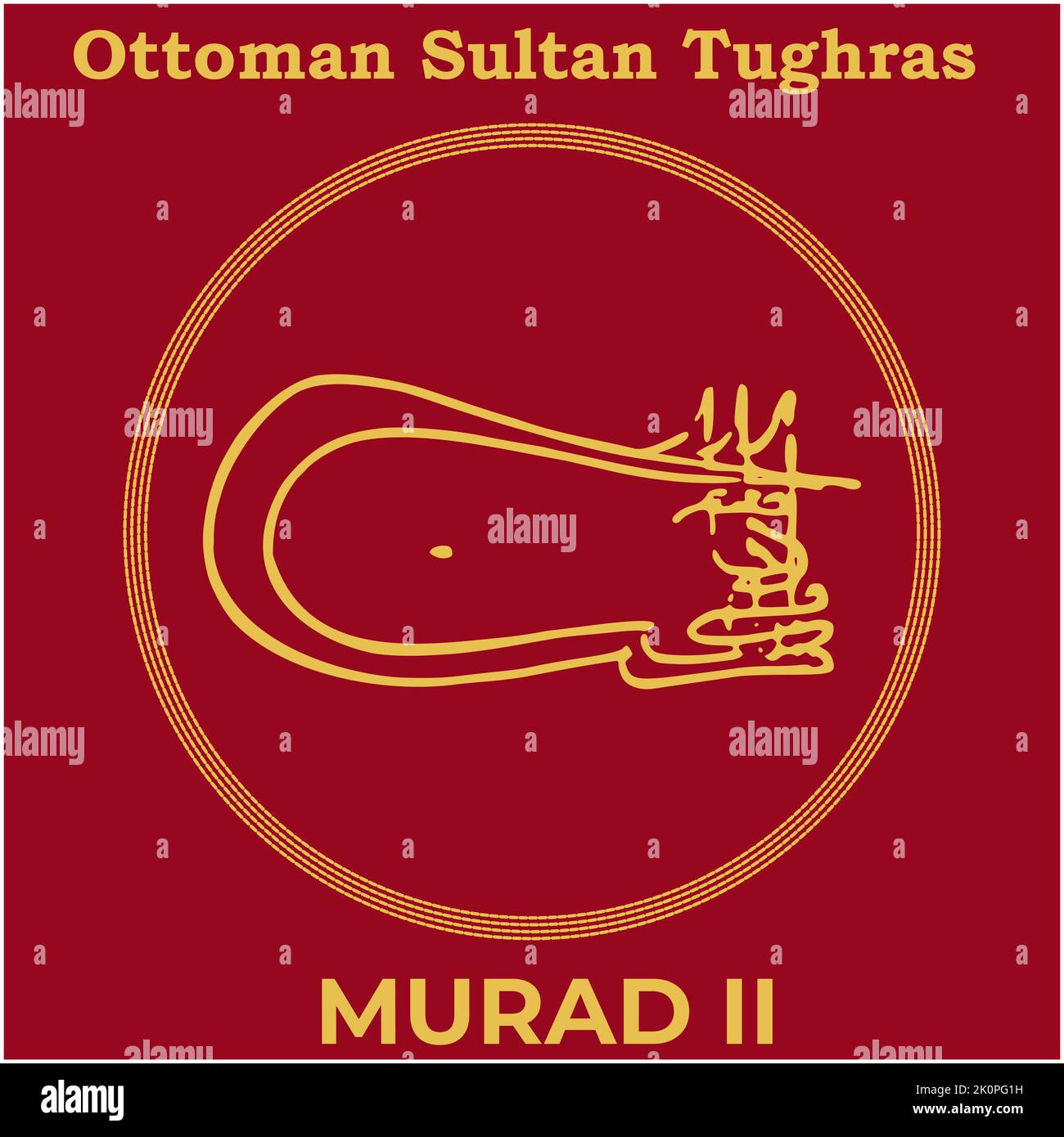 Vector image with Tughra signature of Ottoman Sixth Sultan Murad II ...