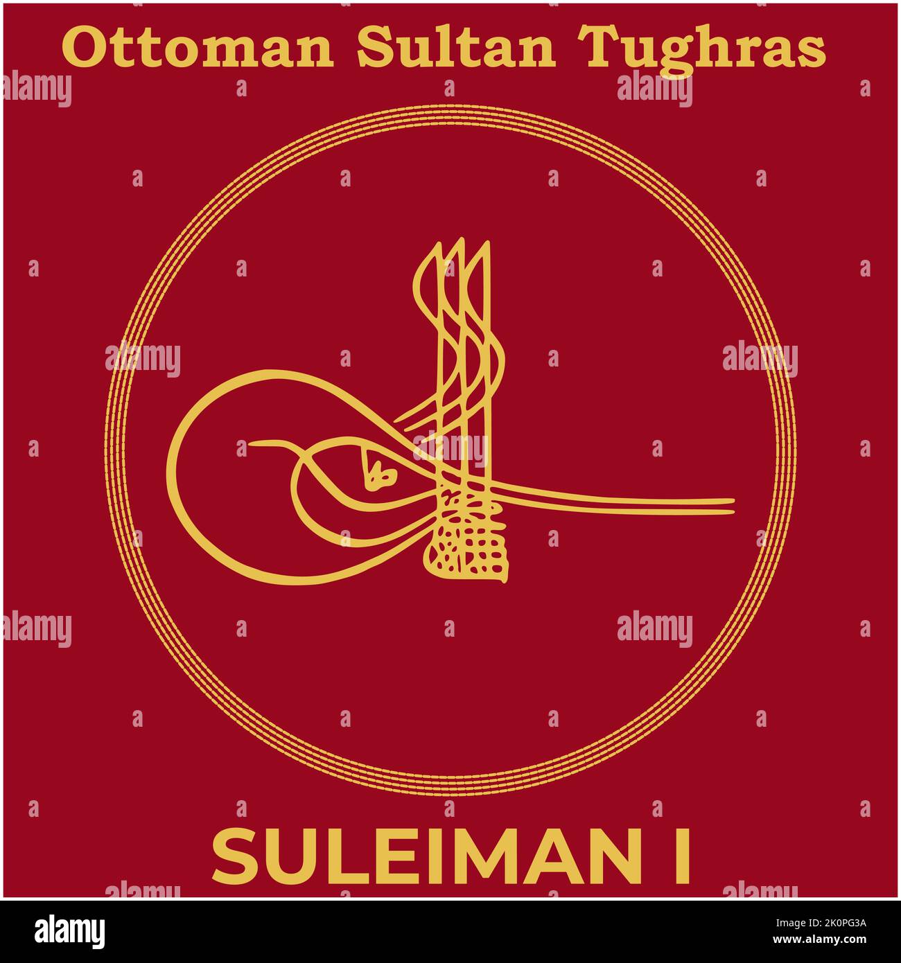 Vector image with Tughra signature of Ottoman Tenth Sultan Suleiman I ...