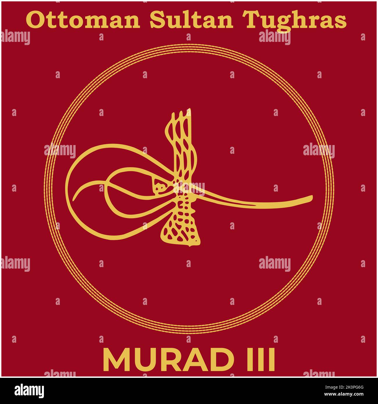 Vector image with Tughra signature of Ottoman Twelfth Sultan Murad III ...
