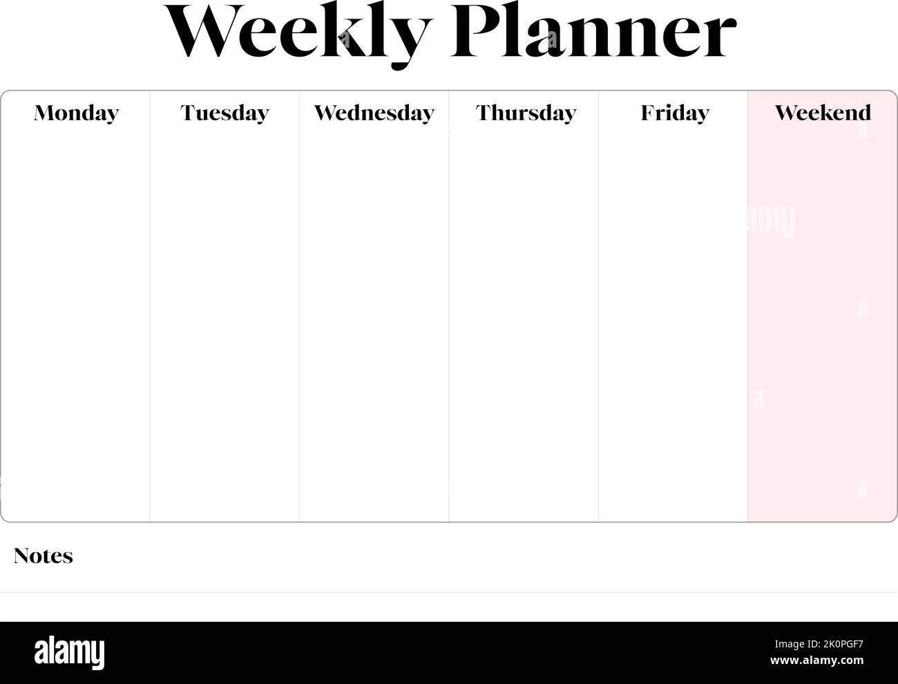 Weekly Planner Ready for A4 Print Blank Stock Vector Image & Art - Alamy