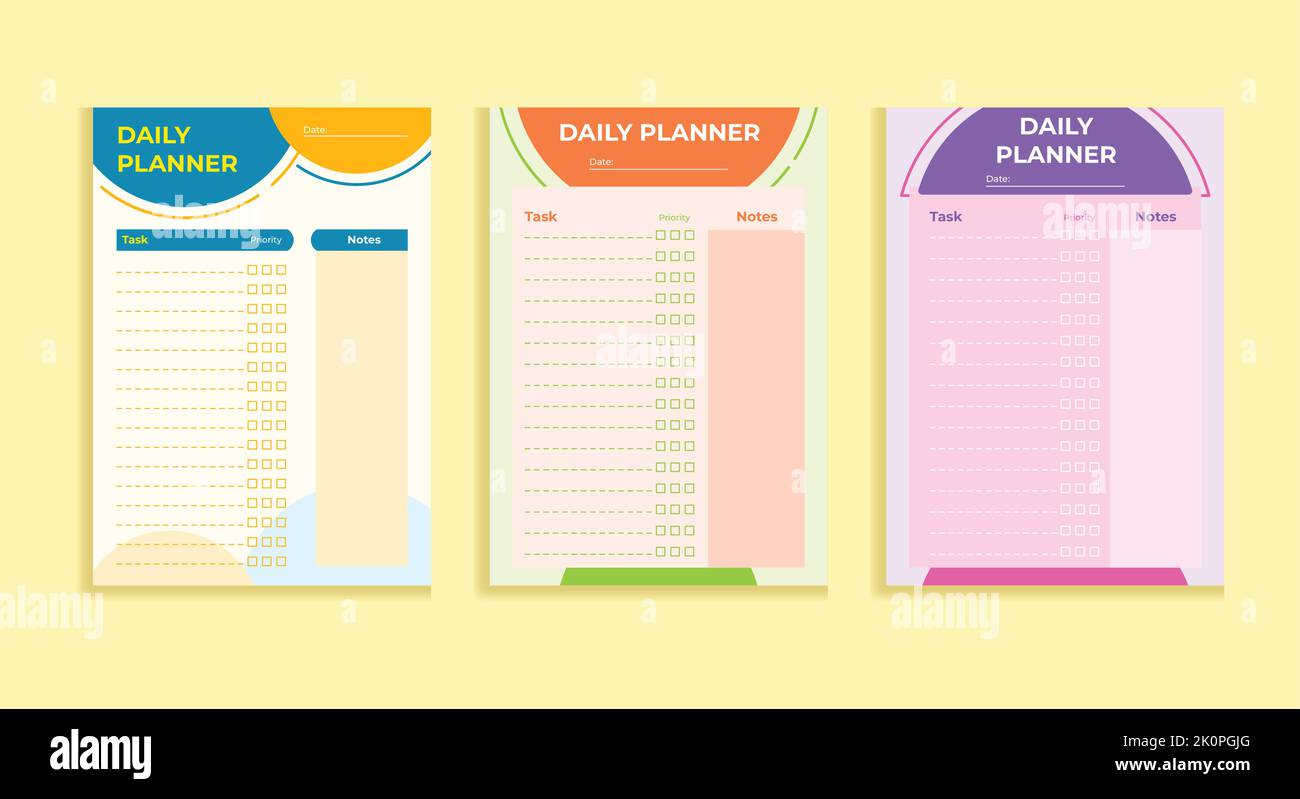 A set of minimalistic daily planner templates with blank pages Stock ...
