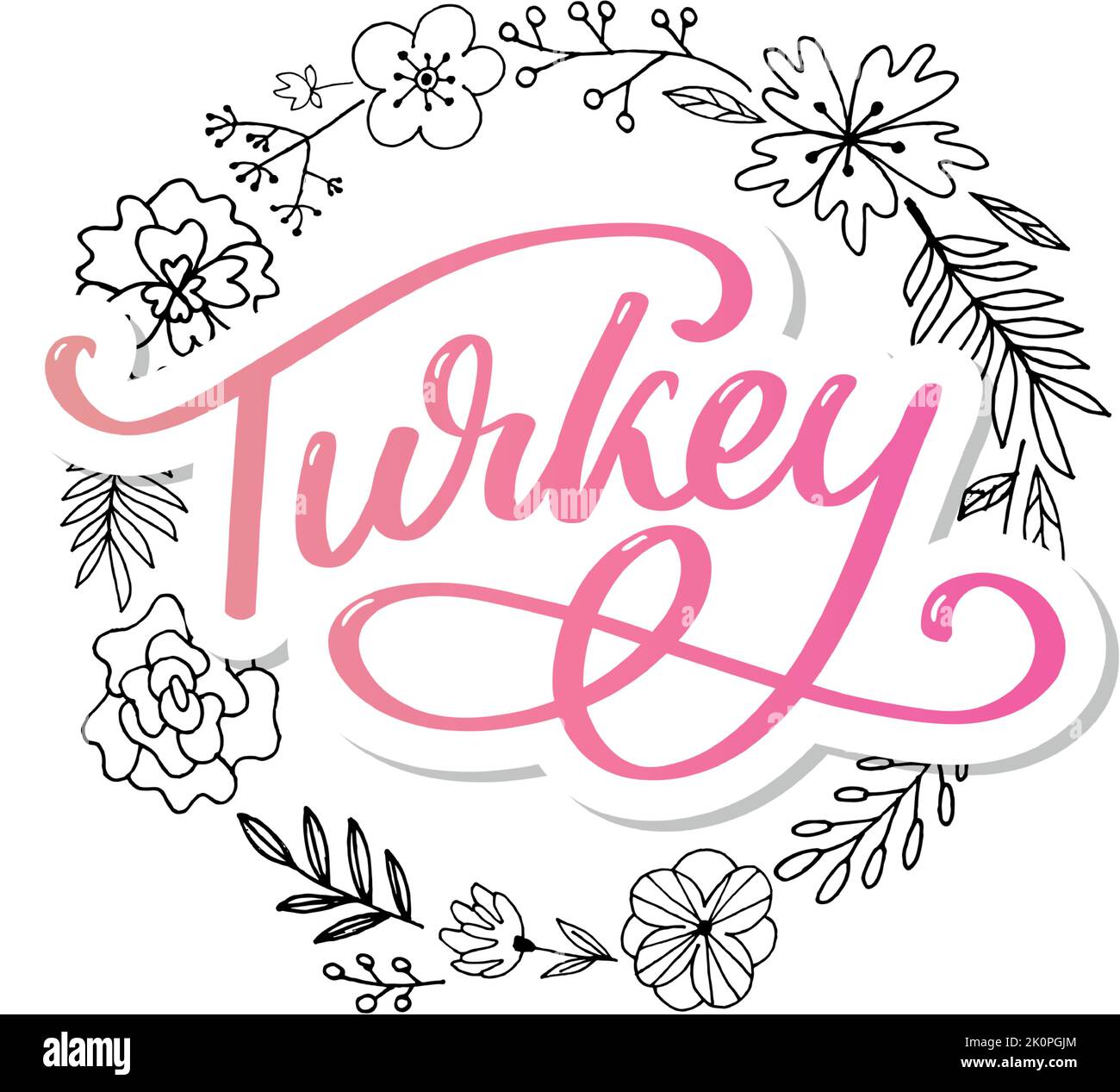 Turkey Lettering. Handwritten name of the country. Vector design ...