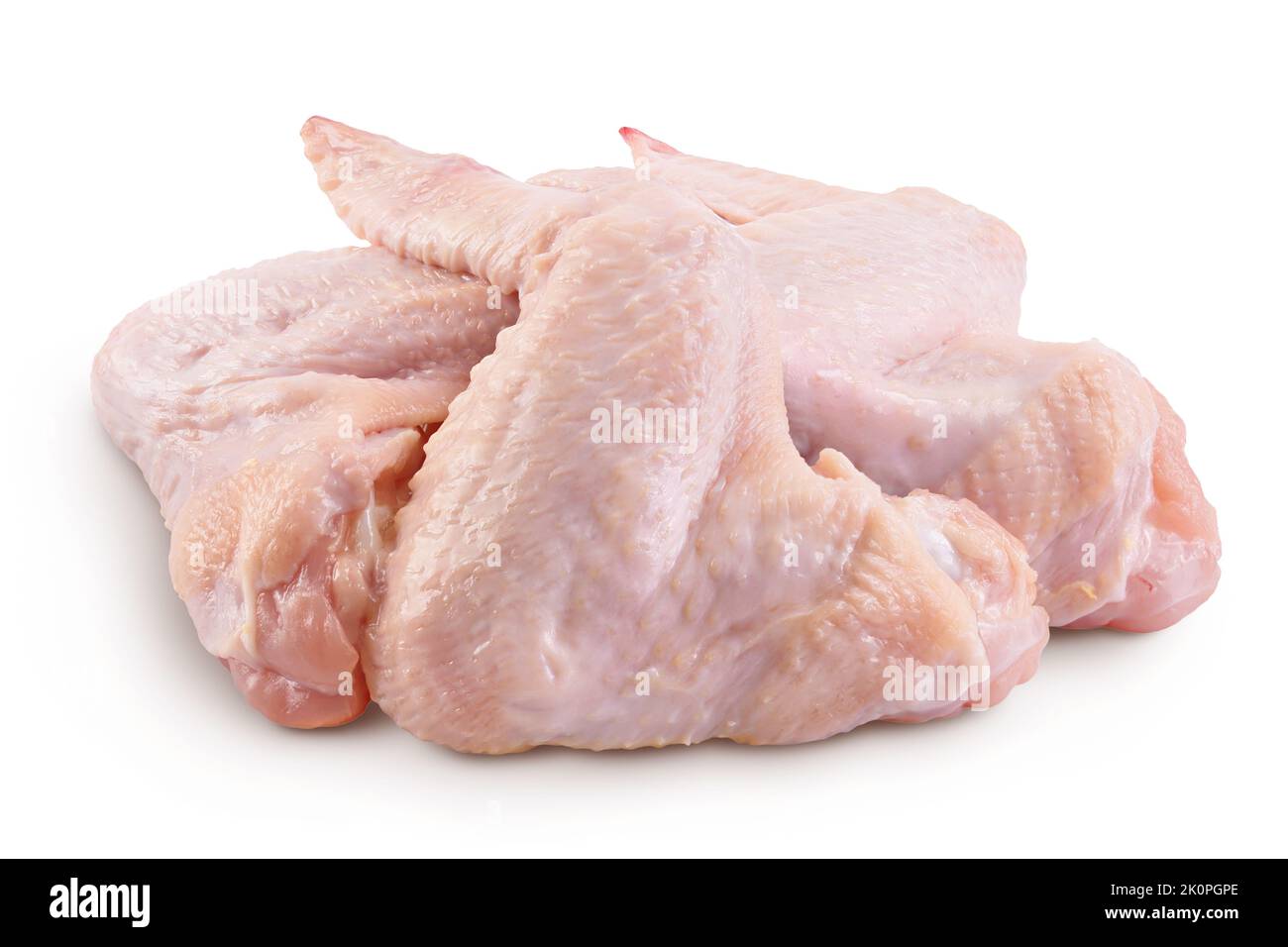 Raw chicken wings isolated on white background with full depth of field ...