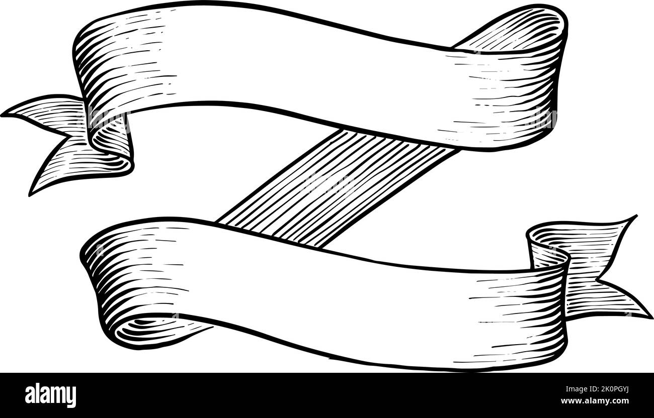 Hand drawn ribbon banners. Vintage elements vector illustration Stock ...