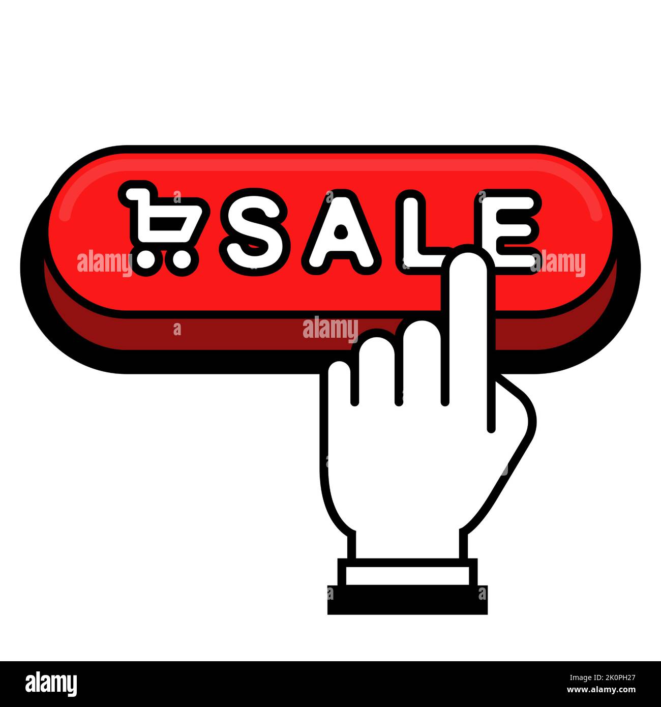 the cursor clicks on the red button with the inscription SALE. simple ...