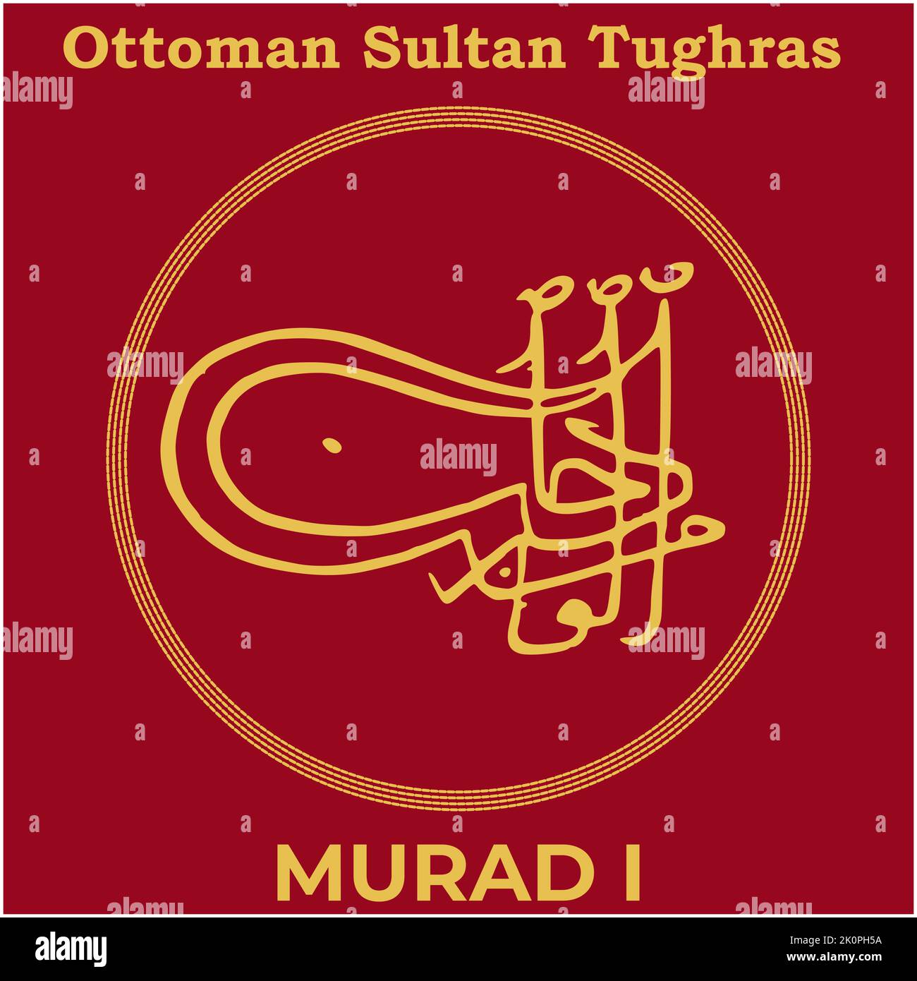 Vector image with Tughra signature of Ottoman Third Sultan Murad I ...