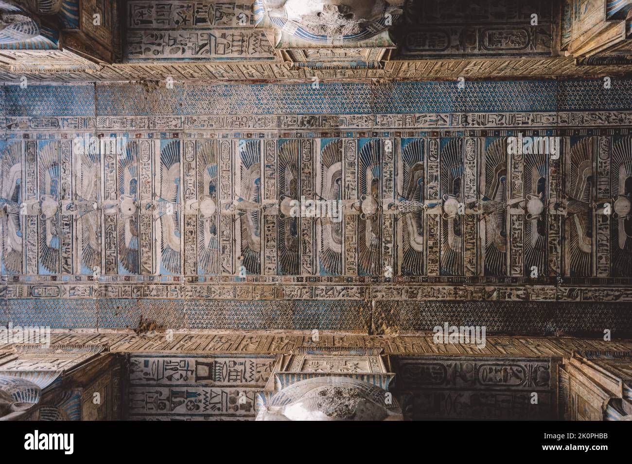 View to an Ancient Egyptian Drawing on the Walls of the Dendera Temple ...