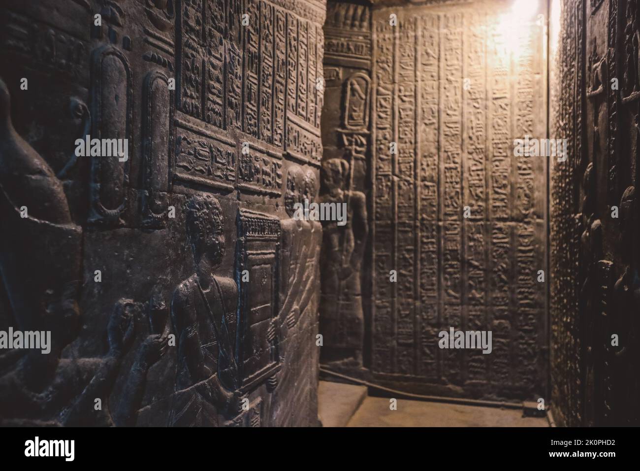 View to an Ancient Egyptian Drawing on the Walls of the Dendera Temple ...