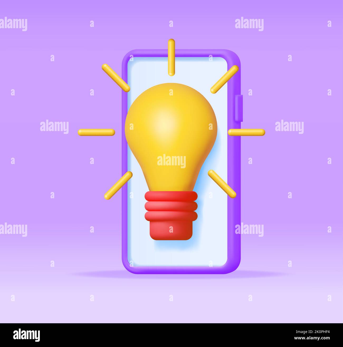3D Light Bulb on Smartphone Screen Stock Vector Image & Art - Alamy