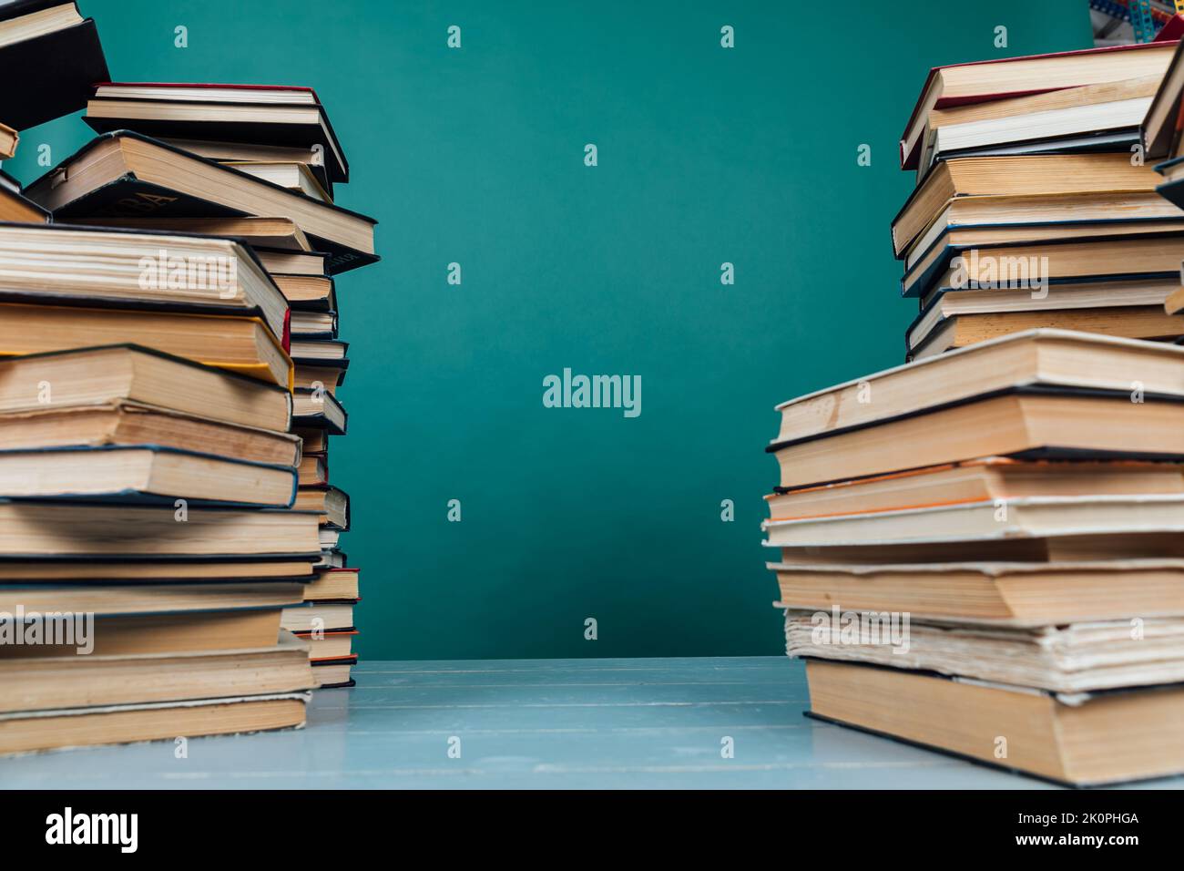 stacks of old educational books library university school education ...