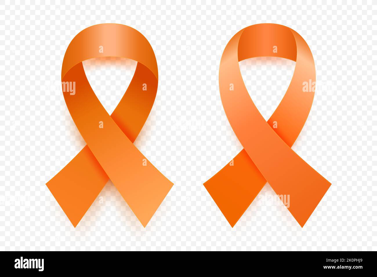 Vector 3d Realistic Orange Ribbon Set. Leukemia Cancer Awareness Symbol ...