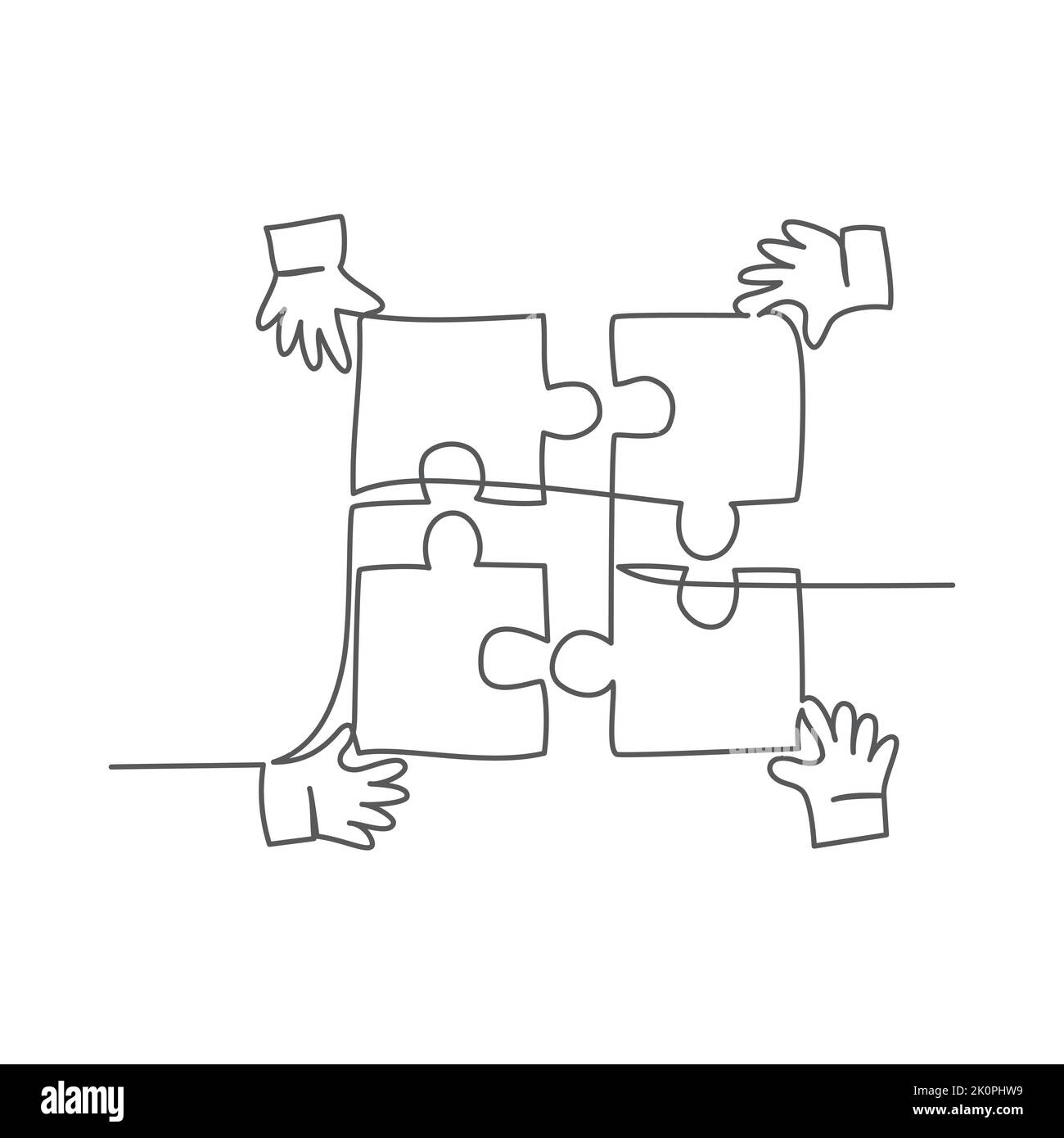 Team work One line drawing. Concept for Teamwork, Collaboration ...