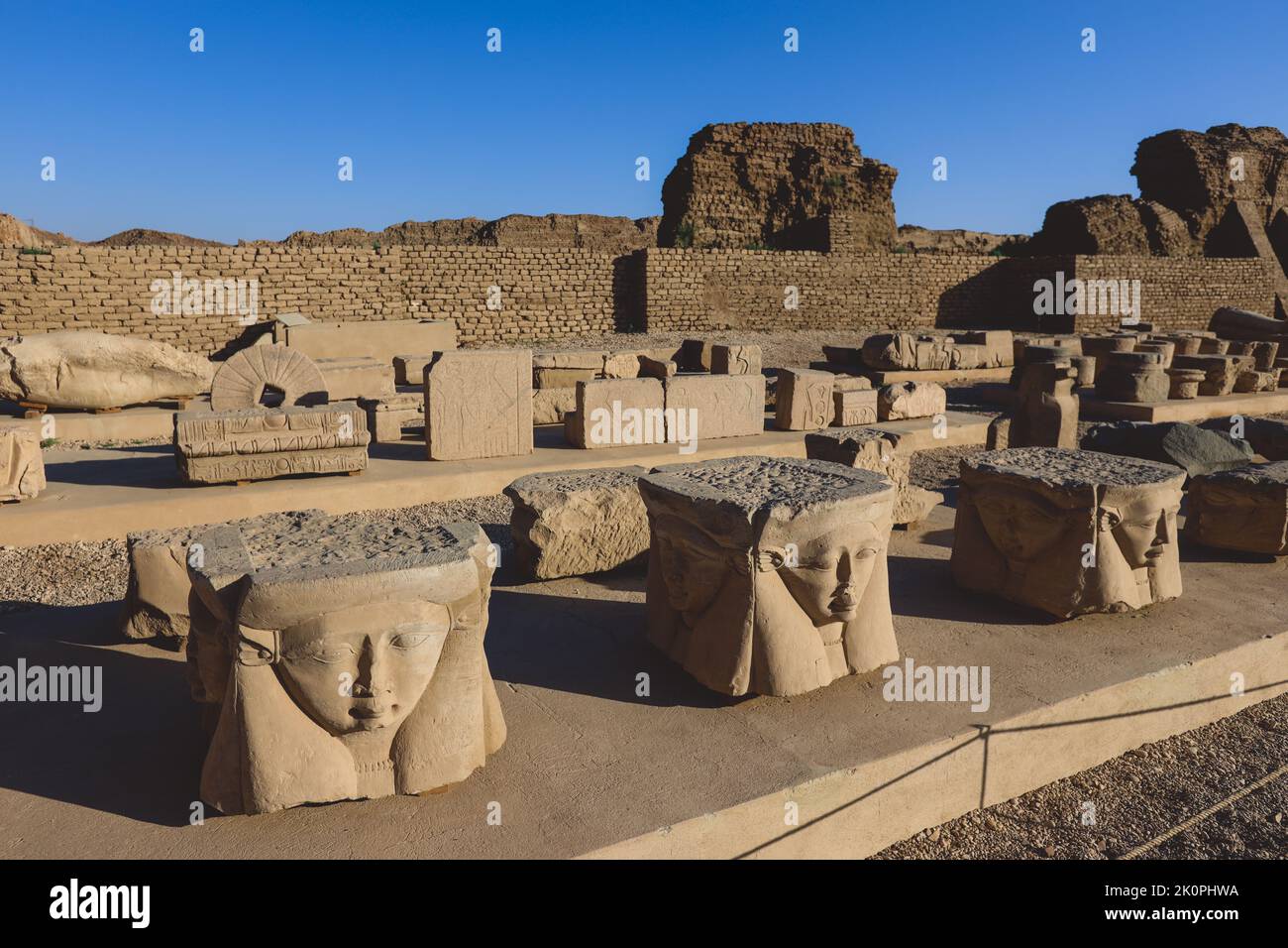 Outdoor View to an Ancient Egyptian Dendera Temple complex in south ...