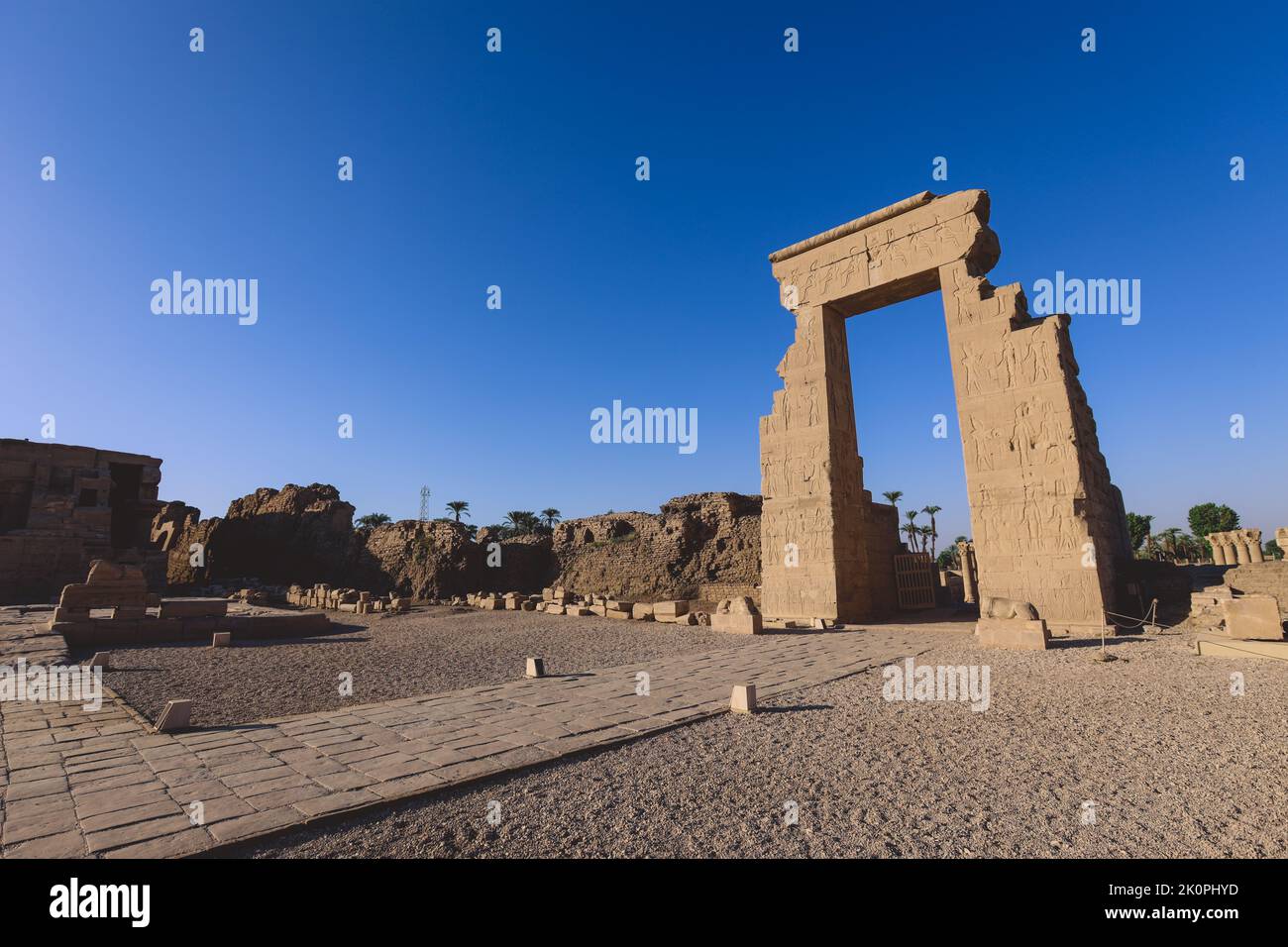 Outdoor View to an Ancient Egyptian Dendera Temple complex in south ...