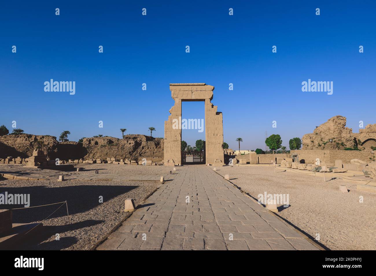 Outdoor View to an Ancient Egyptian Dendera Temple complex in south ...