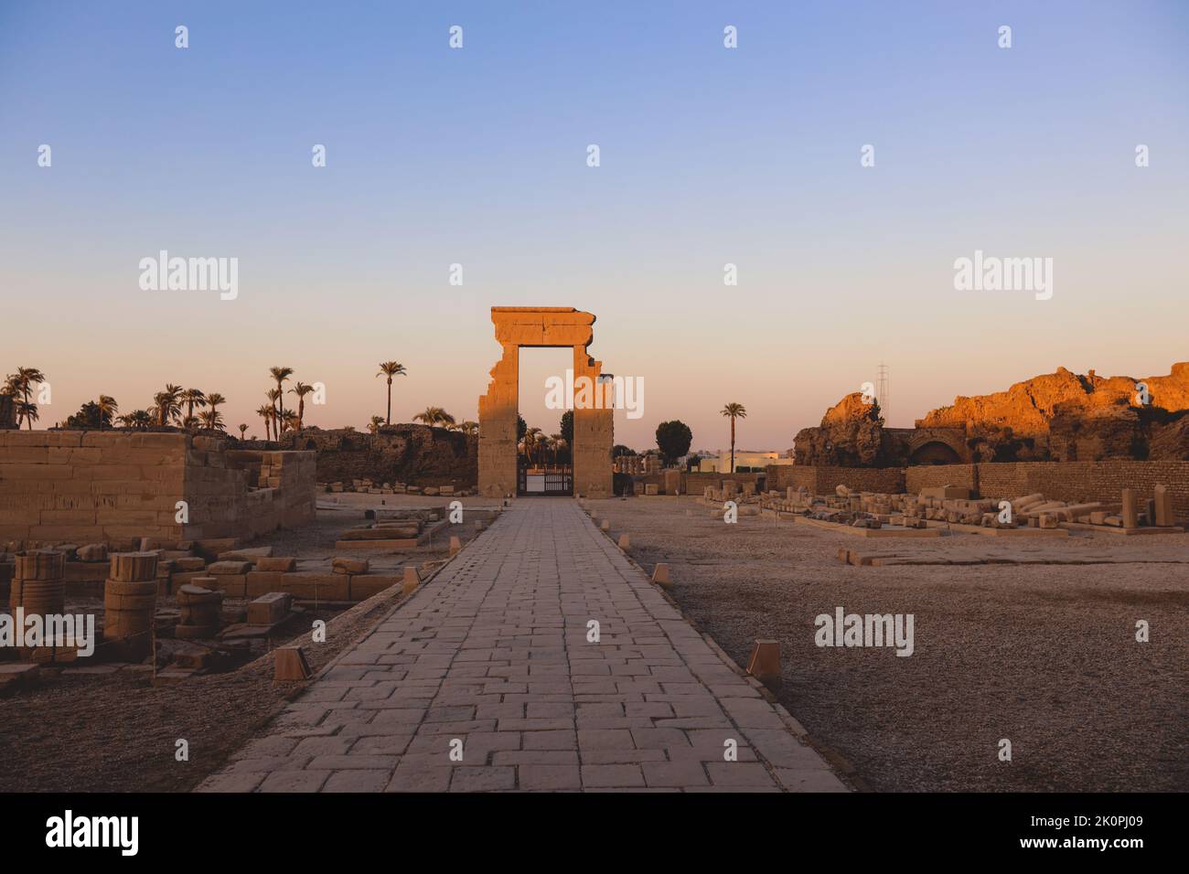Outdoor View to an Ancient Egyptian Dendera Temple complex in south ...