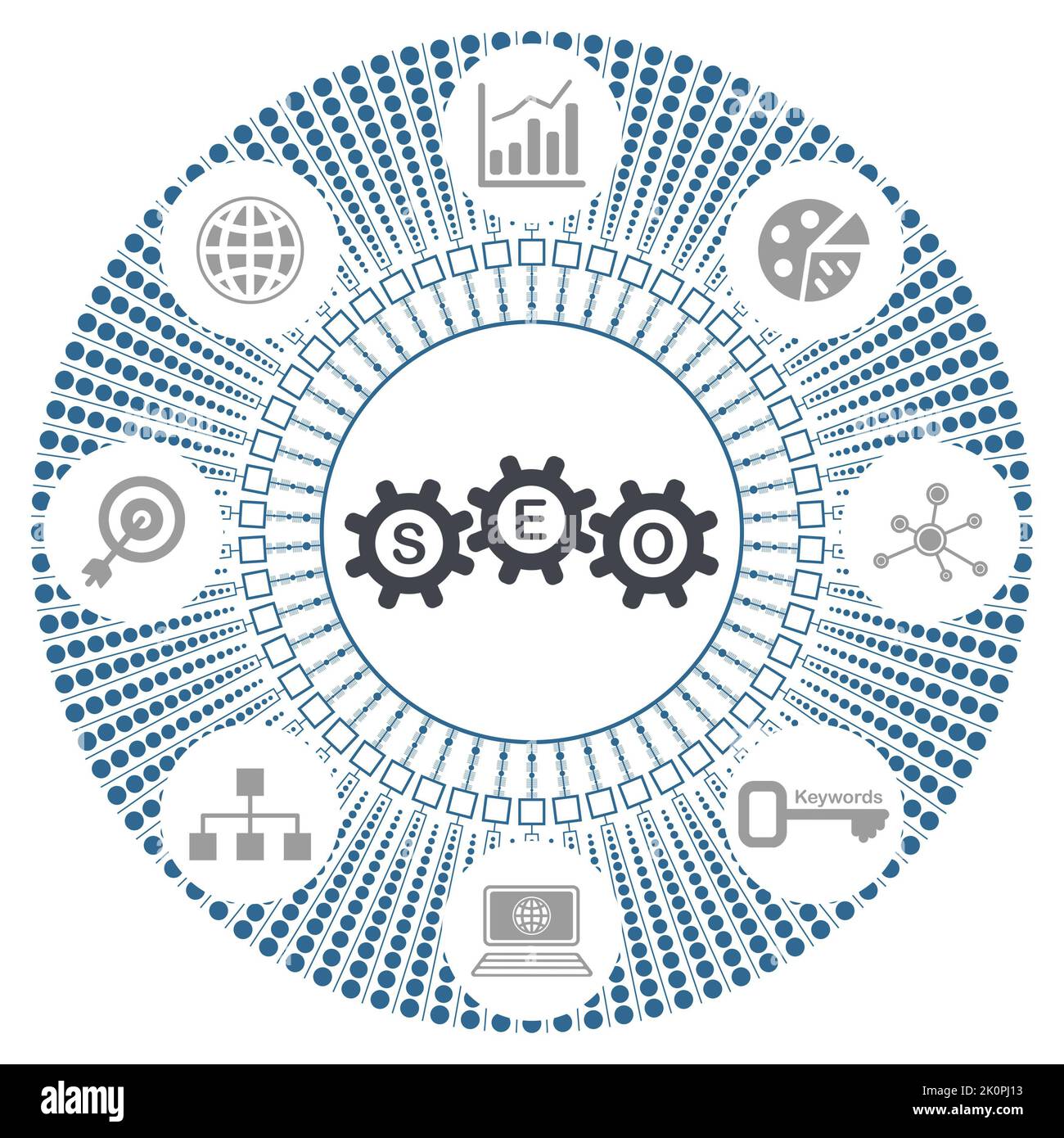 Concept of seo with connected icons Stock Photo - Alamy