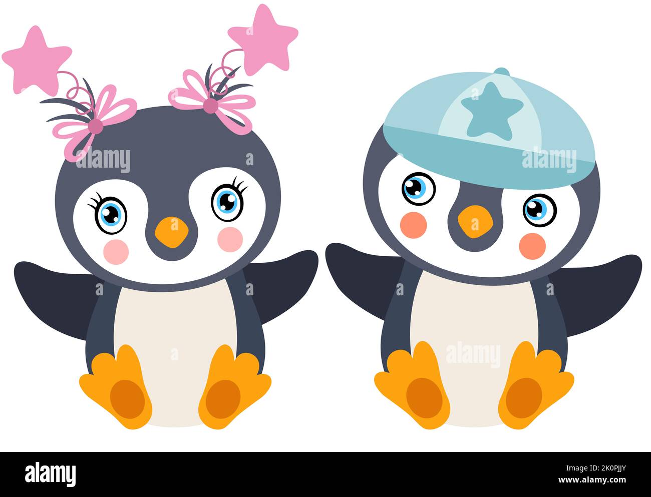 Cute couple of baby penguins Stock Photo - Alamy