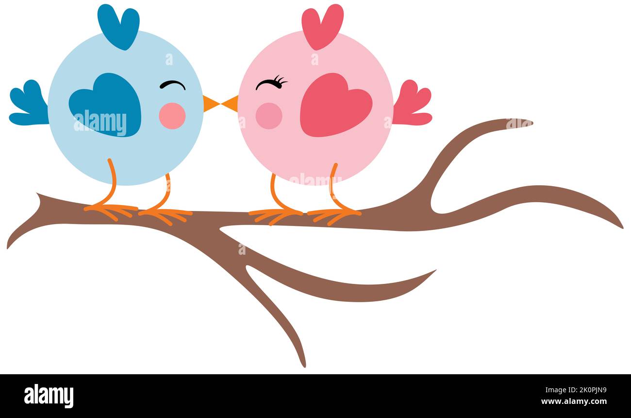 Cute couple of pink and blue bird Stock Photo - Alamy