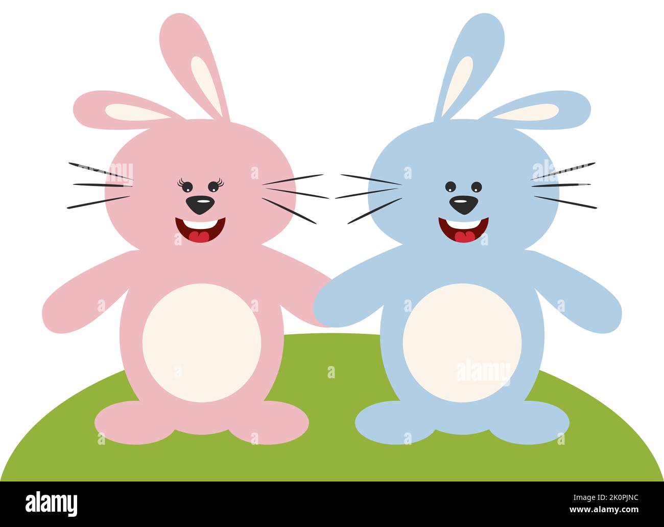 Cute couple of pink and blue bunny Stock Photo - Alamy