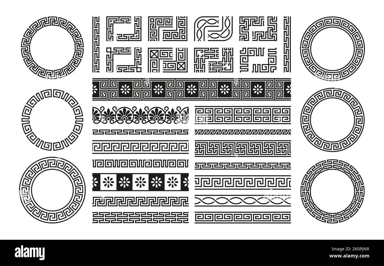 Greek border collection. Decorative antique roman geometric ornament ...