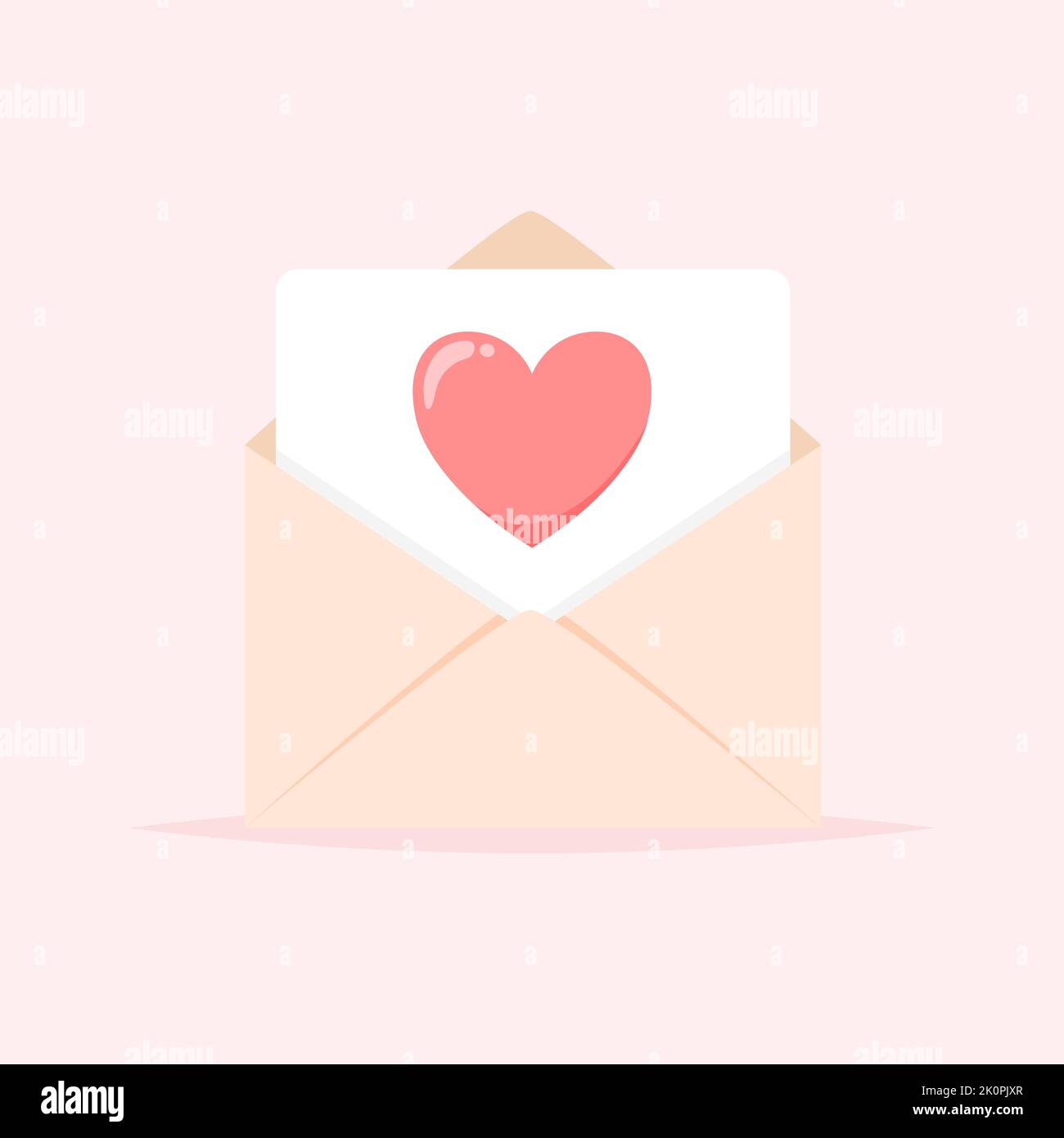 Envelope with heart. Love mail, Valentine s day greeting. Cute vector ...