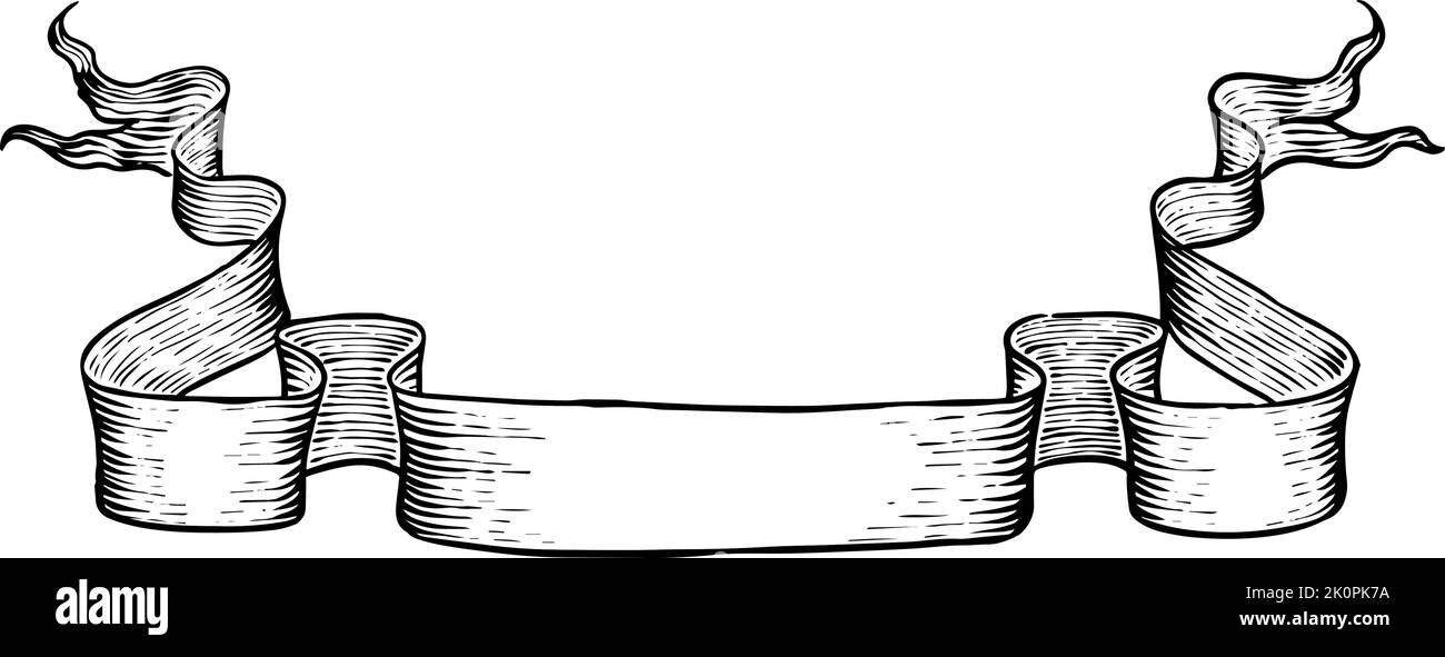 Hand drawn ribbon banners. Vintage elements vector illustration Stock ...