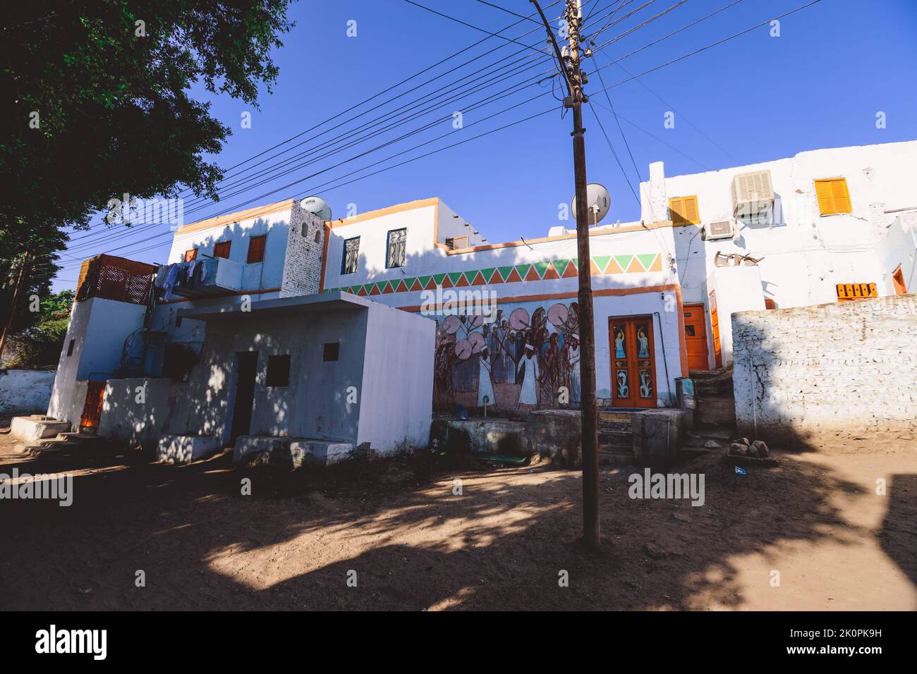 Colorful Buildings in Aswan with Local Nubian Style Decoration on the ...