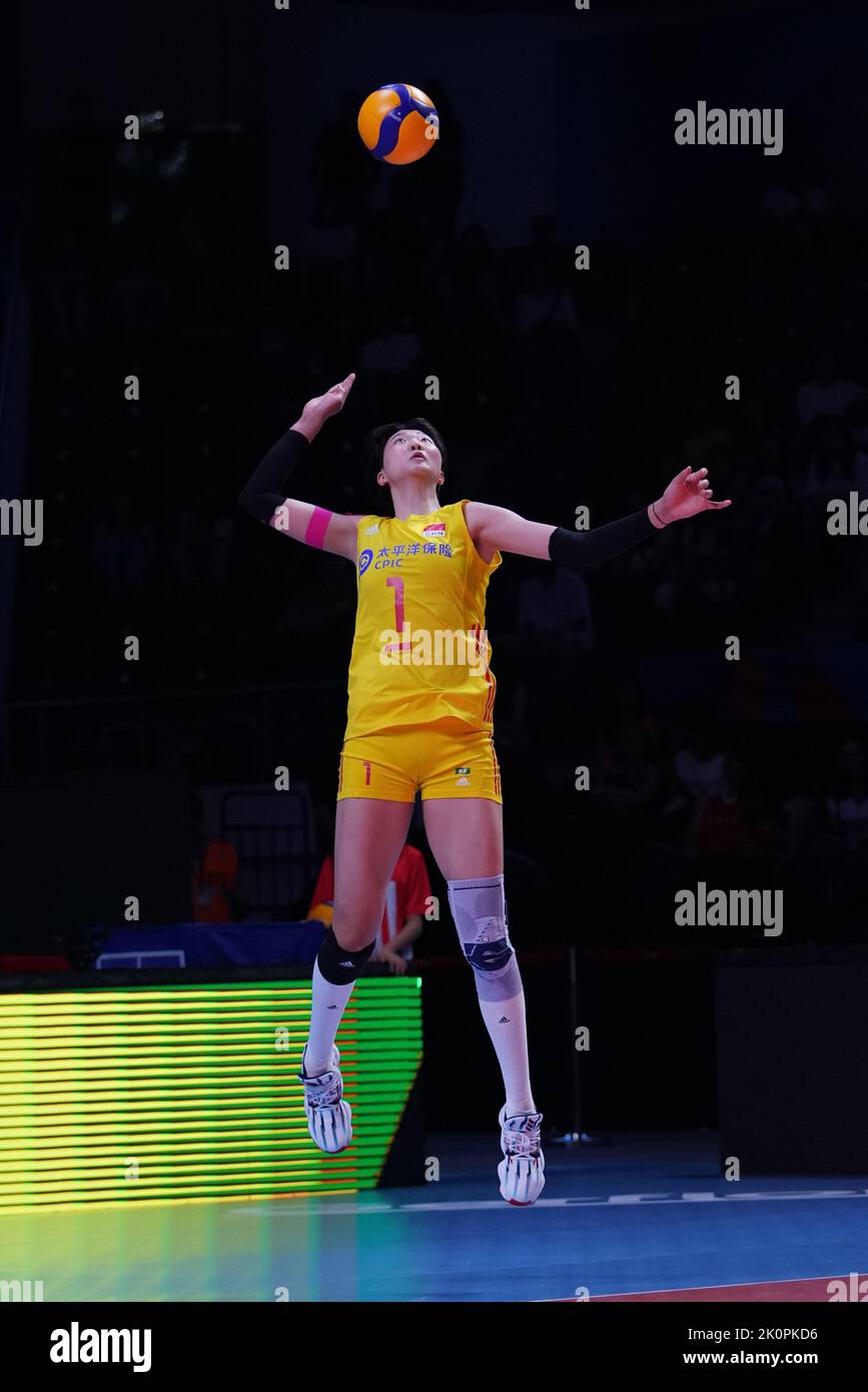 ANKARA, TURKIYE - JUNE 05, 2022: Yuan Xinyue serves during Thailand vs ...