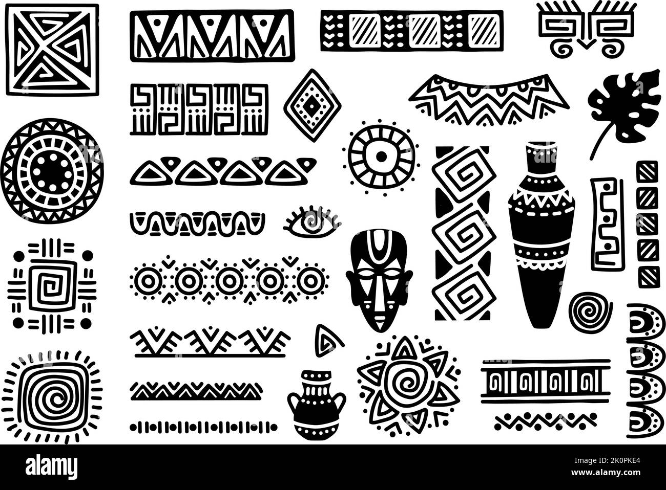 Tribal african design elements. Ethnic traditional shapes and ornaments ...