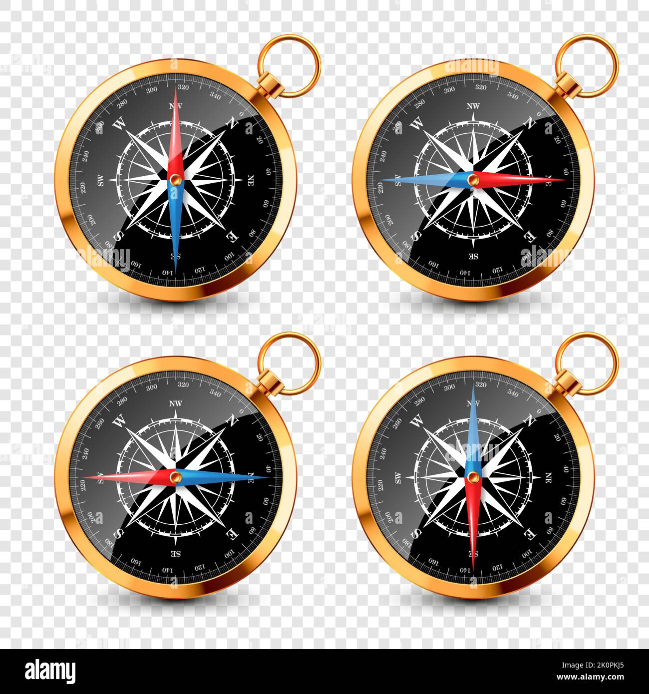 Realistic golden vintage compass with marine wind rose and cardinal ...