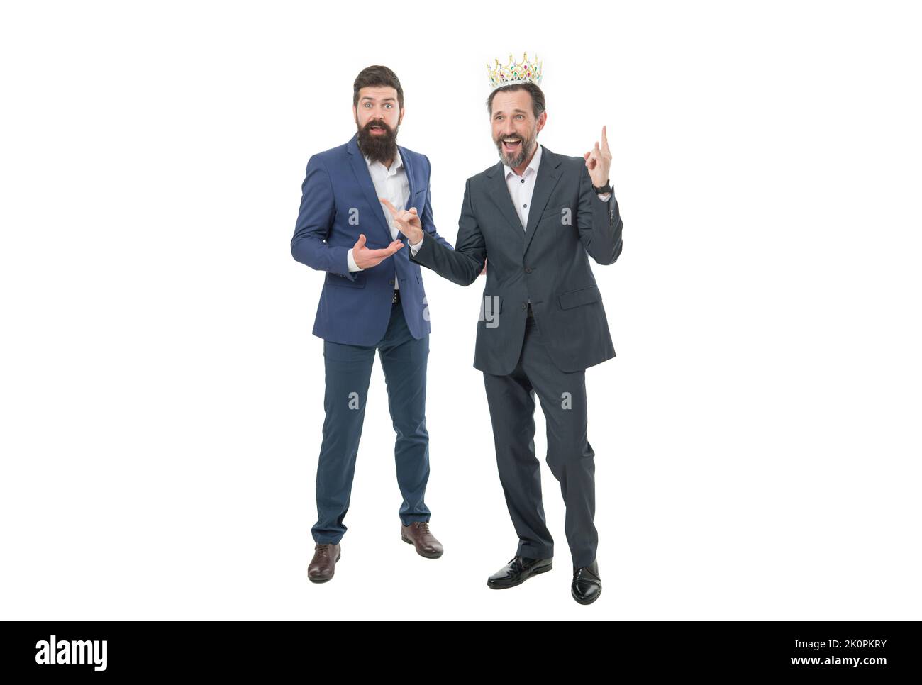 Self esteem. VIP concept. Men wear crown. Businessmen successful people ...
