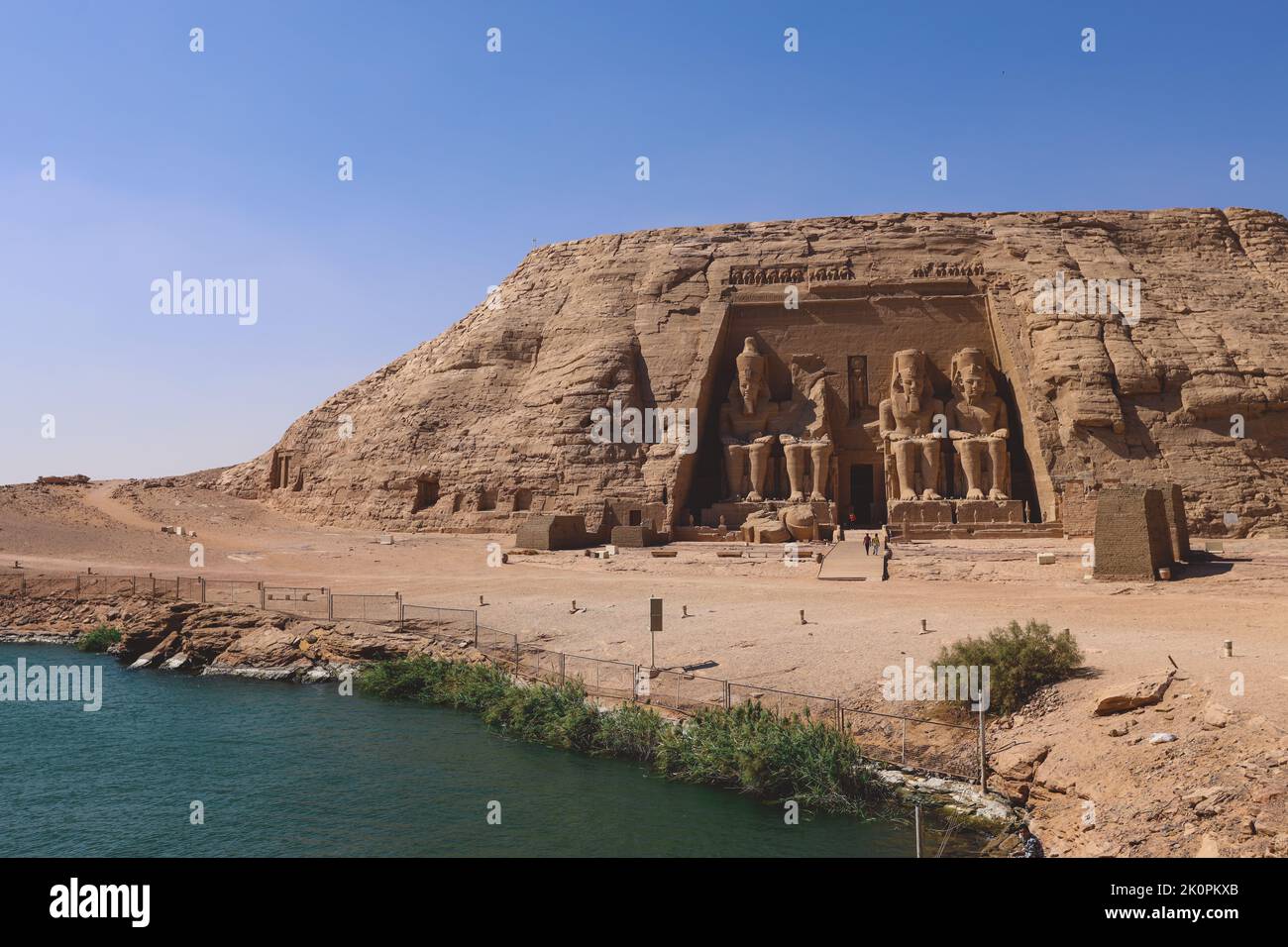 The main view of an Entrance to the Great Temple at Abu Simbel with ...