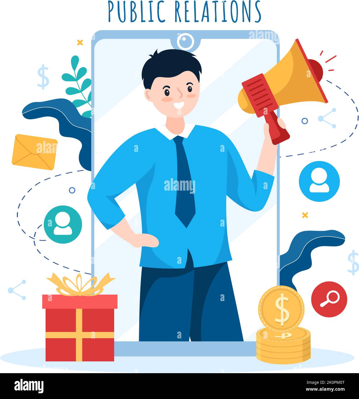 Public Relations Template Hand Drawn Cartoon Flat Illustration with ...