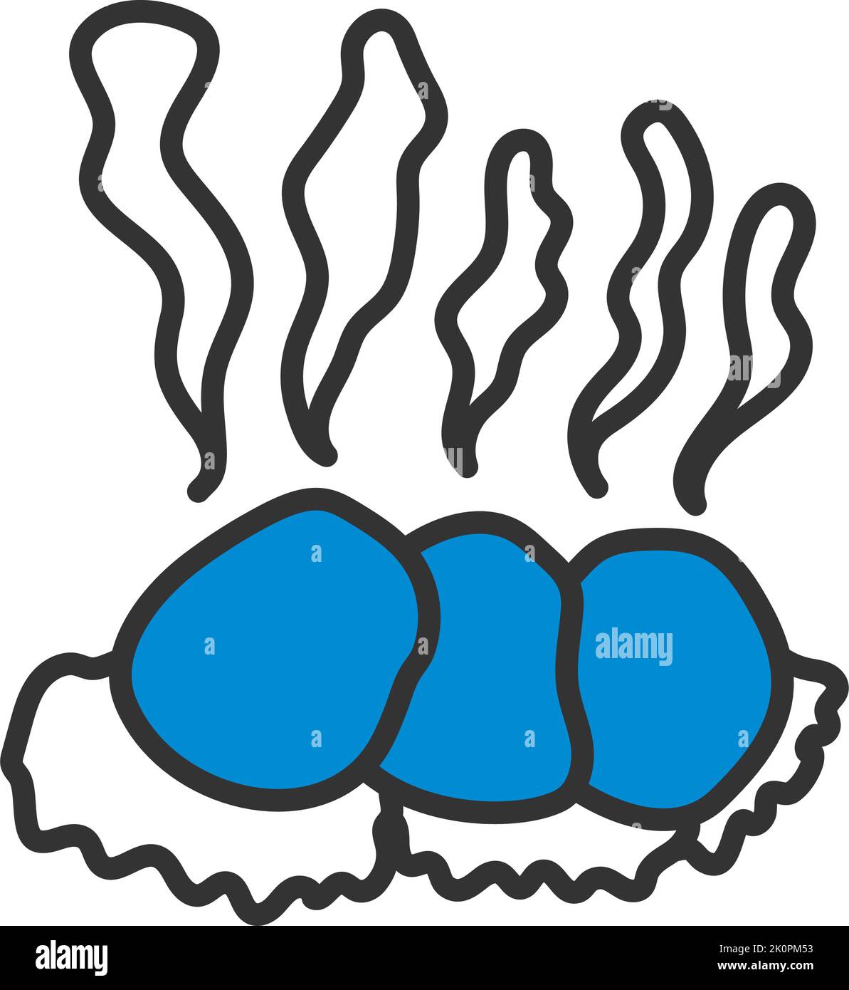 Icon Of Smoking Cutlet On Plate. Editable Bold Outline With Color Fill ...