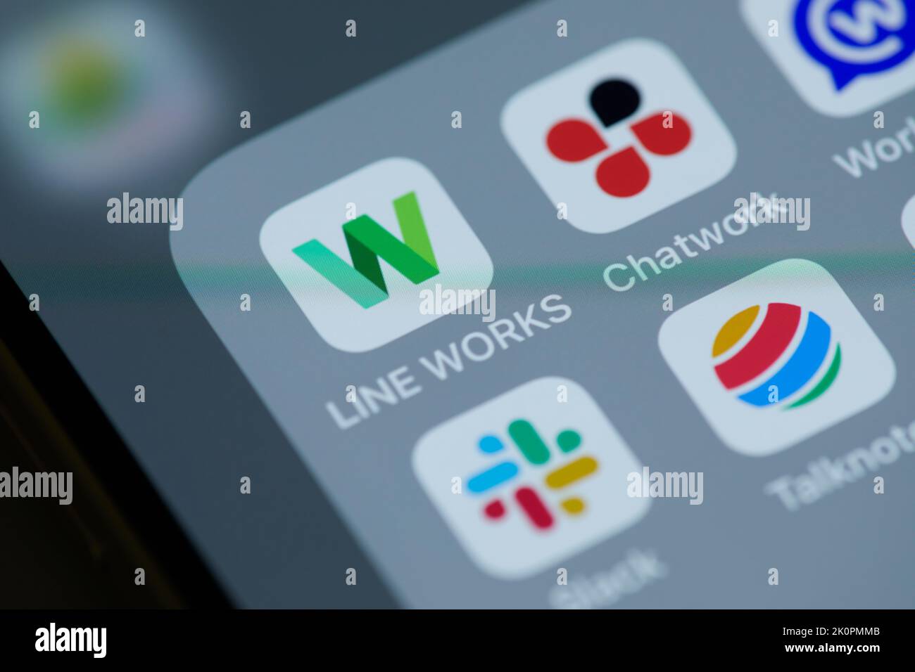 Tokyo, Japan. 6th Sep, 2022. The logos of mobile apps LINE WORKS and Chatwork, are displayed on ...