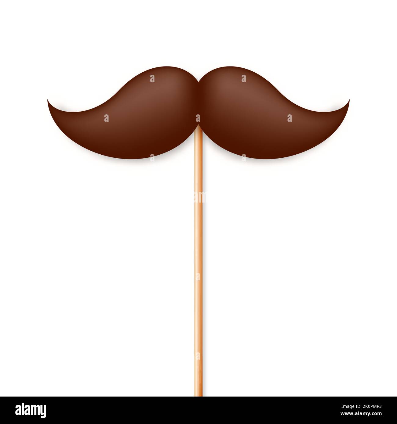 Realistic fake mustache on a wooden stick. Vintage paper mustache for ...