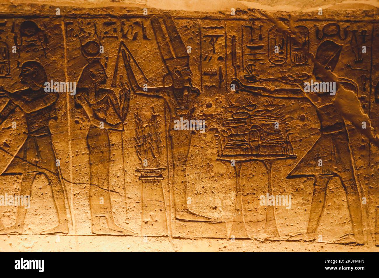 Ancient Egyptian Drawing on the Walls of the Great Temple at Abu Simbel ...