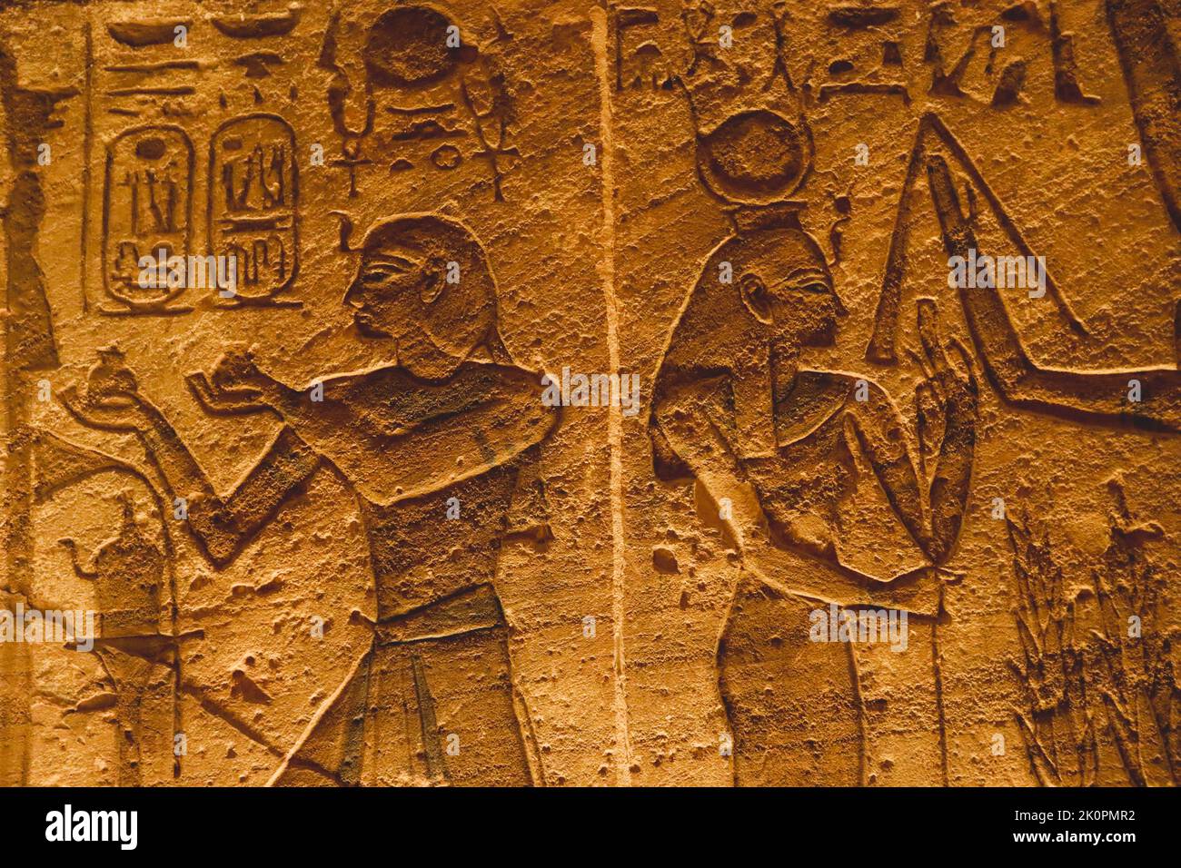 Ancient Egyptian Drawing on the Walls of the Great Temple at Abu Simbel ...