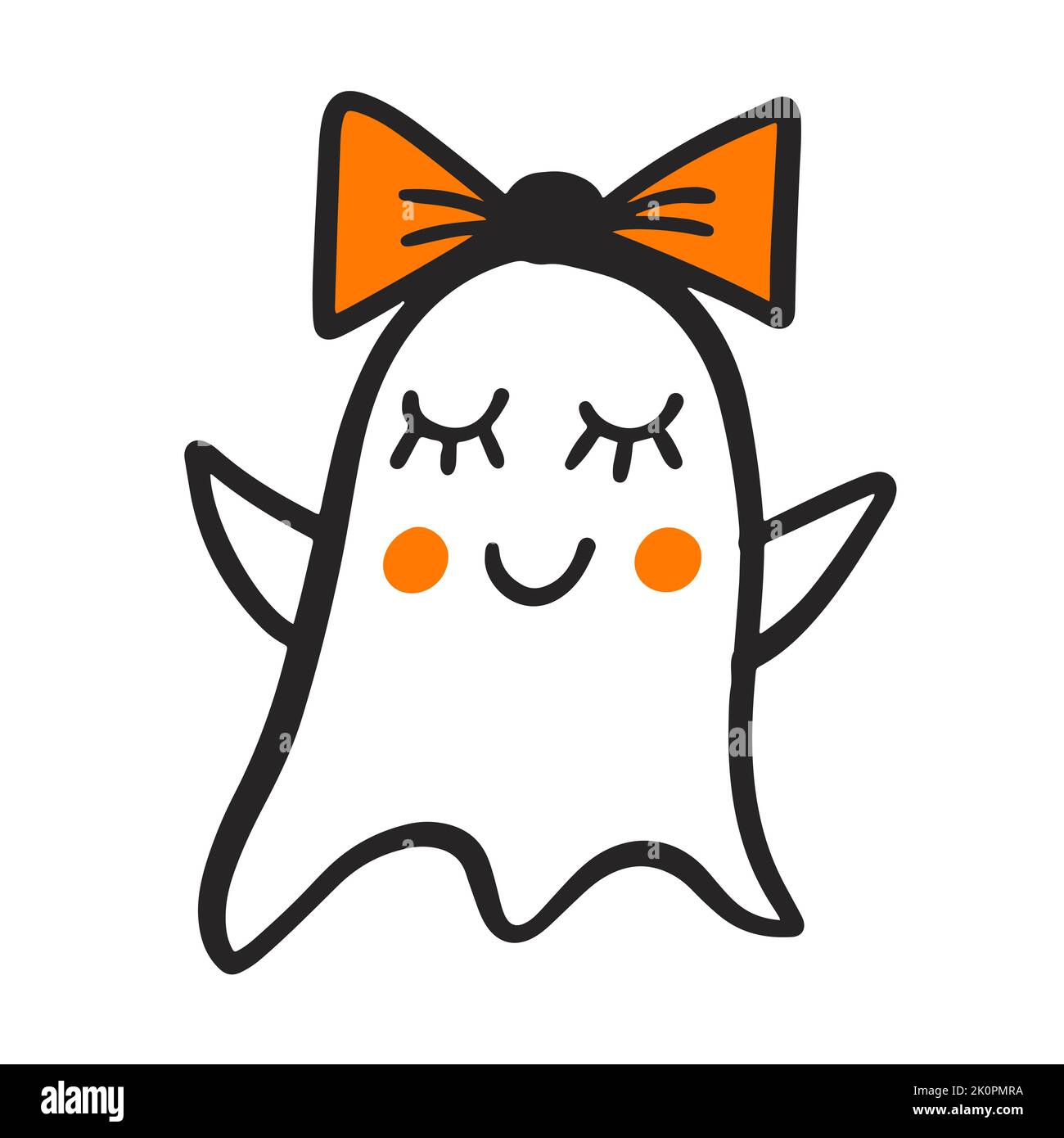 Cute Hand Drawn Little Ghost Stock Vector Image & Art - Alamy