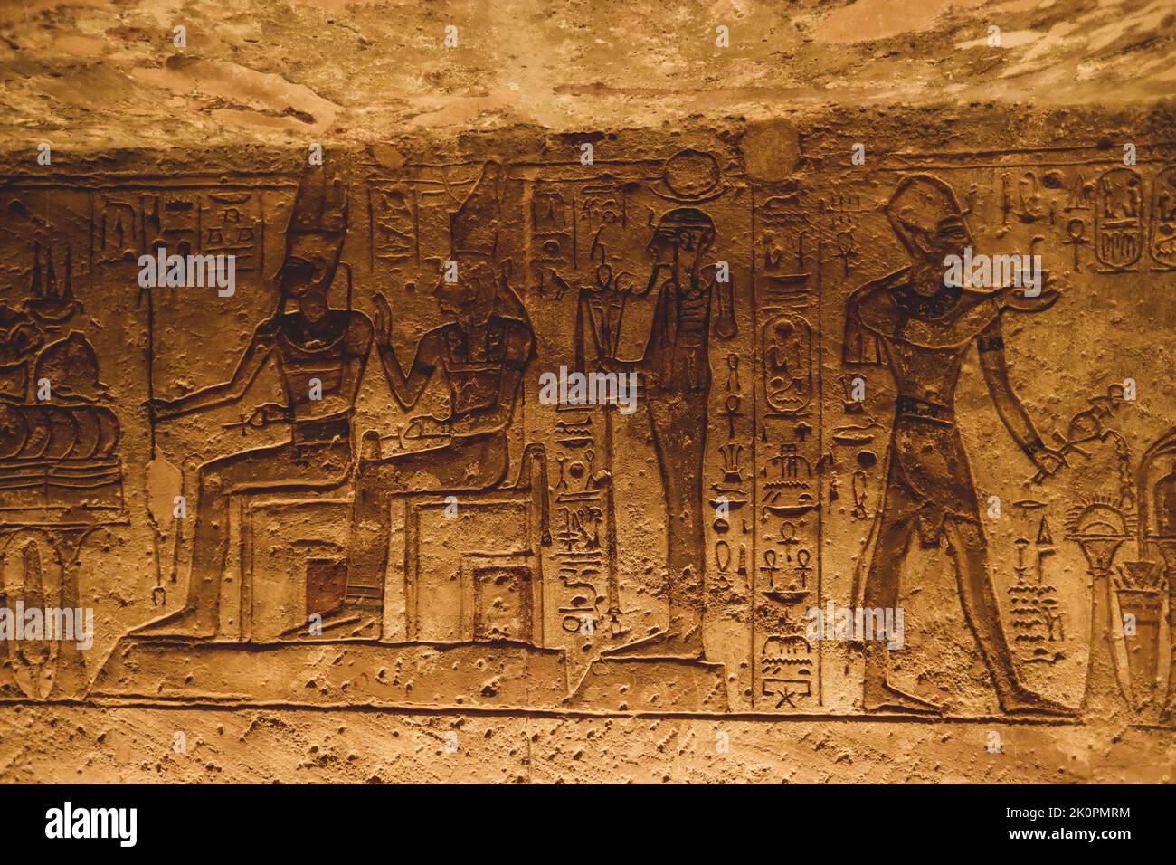 Ancient Egyptian Drawing on the Walls of the Great Temple at Abu Simbel ...