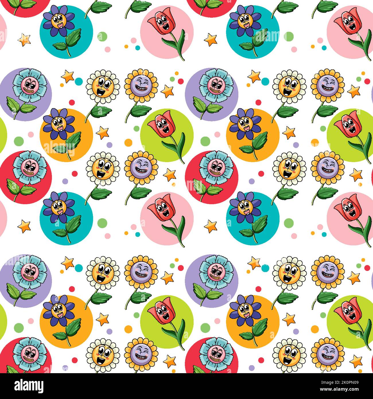 Cute flowers seamless pattern illustration Stock Vector Image & Art - Alamy