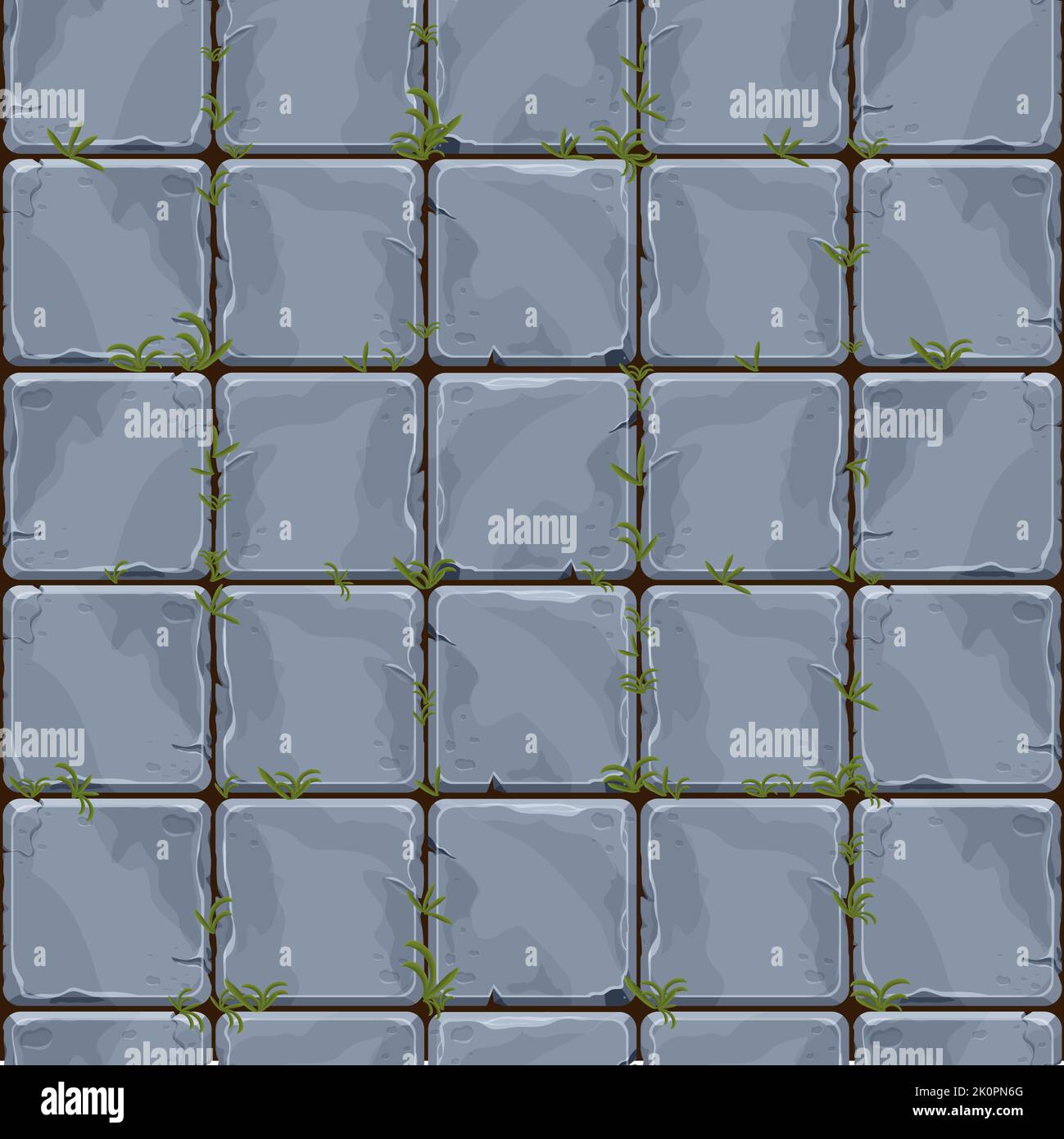 Stone wall from bricks, rock wall with grass game background in cartoon ...